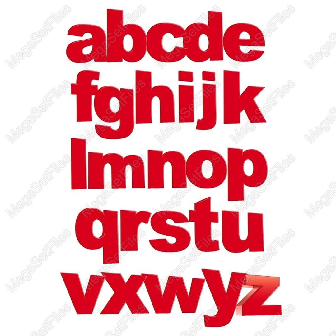 Bold Red Alphabet Clipart Set SVG PNG | Modern Block Letters | 4000px ...