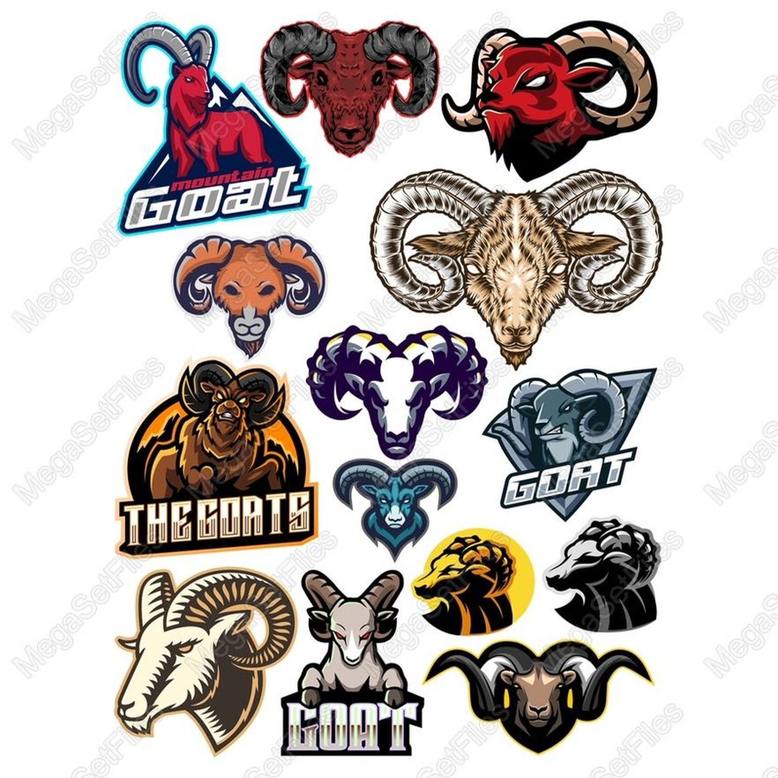 200,000 Cliparts + Mountain Goat Heroic Mascot Clipart Set SVG PNG ...