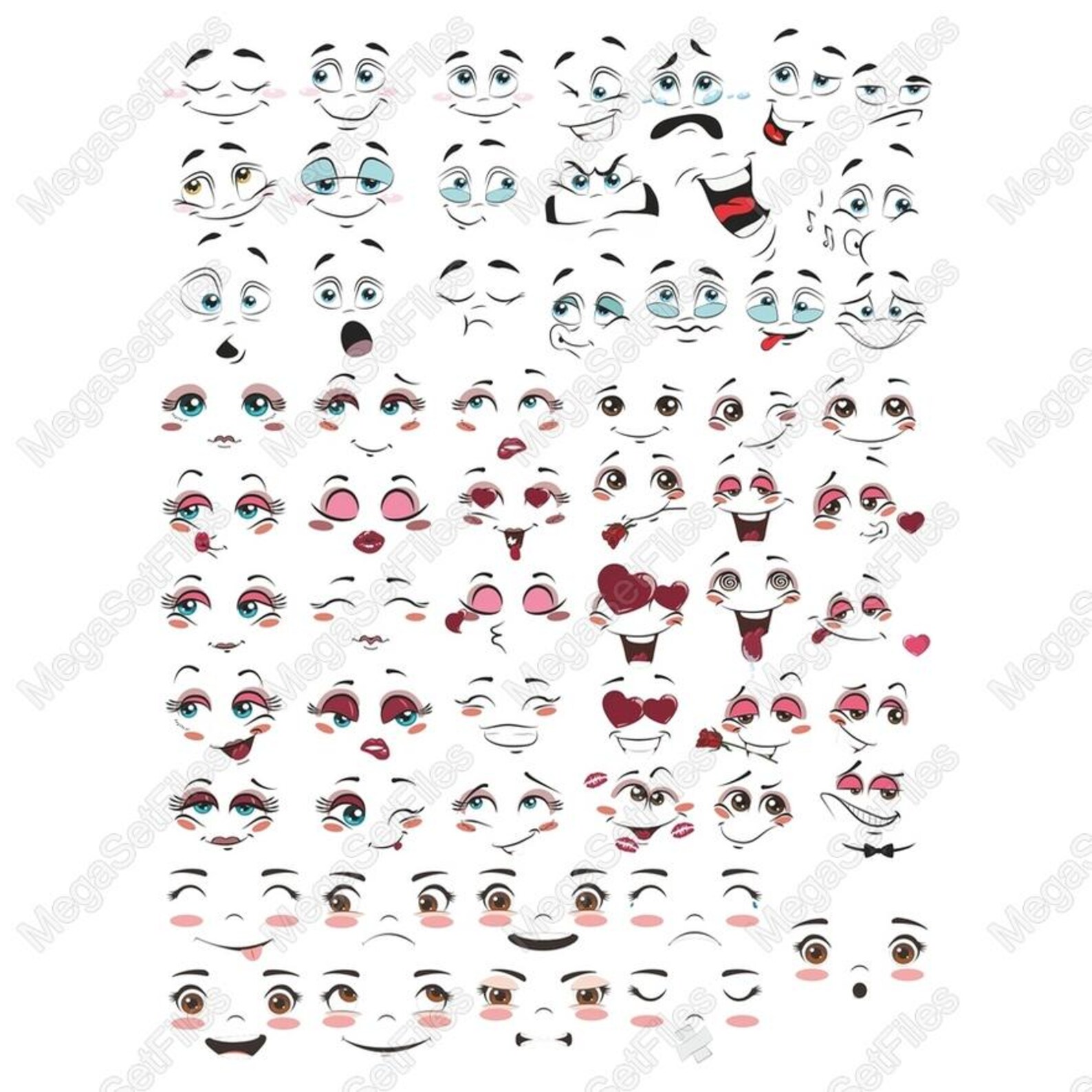 Whimsical Face Expressions Clipart Set SVG PNG for Crafts and Decor ...