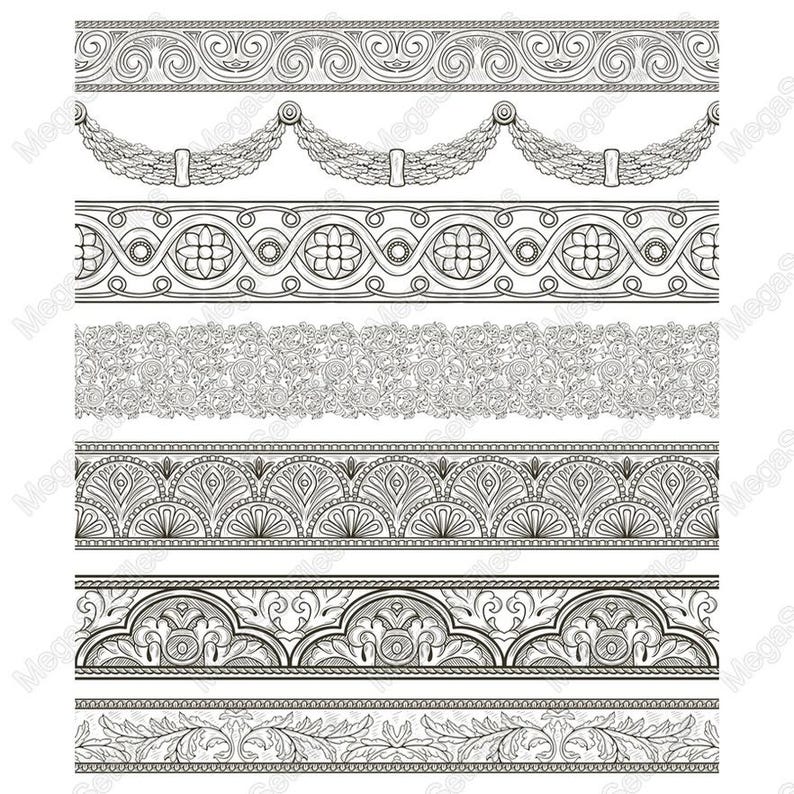 200,000 Cliparts + Ornate Classical Borders Clipart SVG PNG | Intricate ...