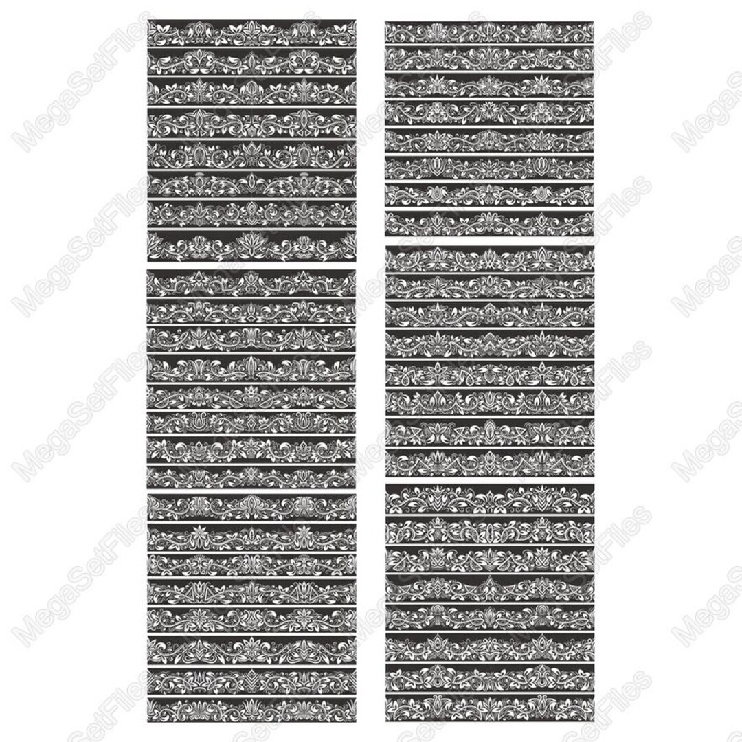 Elegant Ornamental Borders Clipart Set in Black and White, Decorative ...
