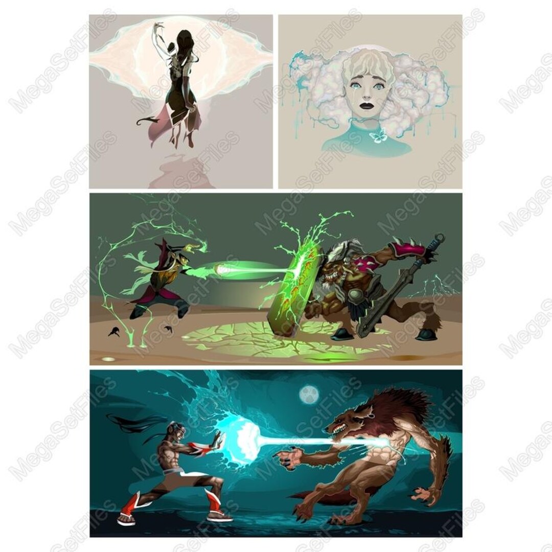 Fantasy Battle Art Clipart Set SVG PNG 4000x4000px High-resolution ...