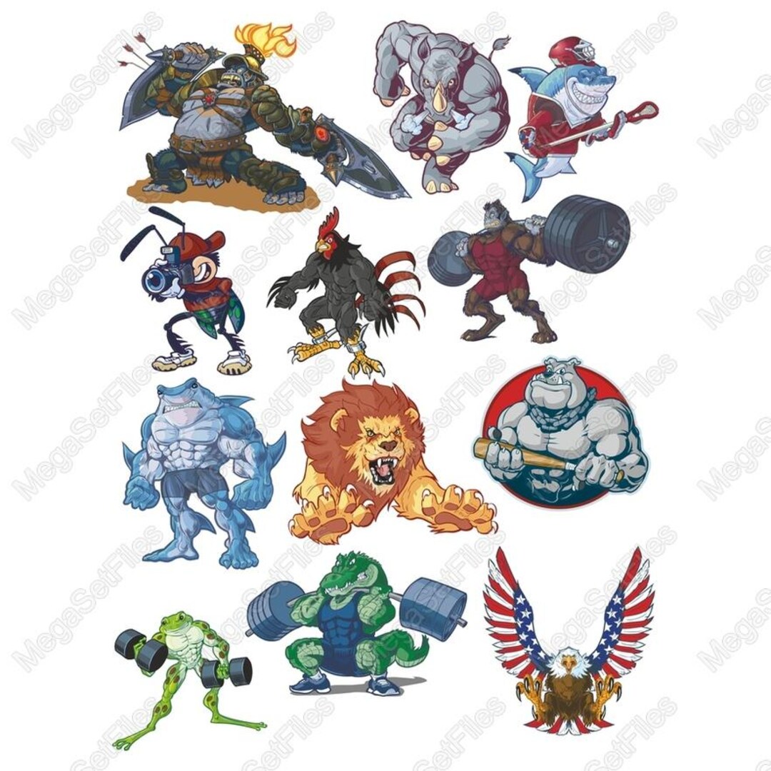 200,000 Cliparts + Animal Warrior Gym Monsters SVG, PNG Clipart Set for ...