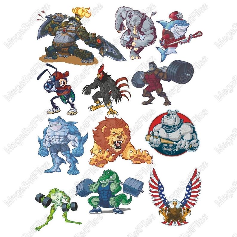 200,000 Cliparts + Animal Warrior Gym Monsters SVG, PNG Clipart Set for ...