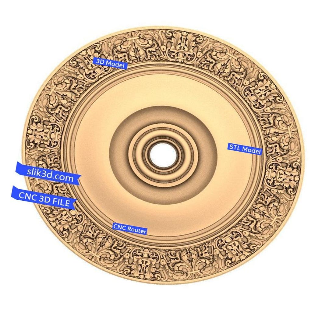 Ornate Baroque Ceiling Medallion STL 3D Relief for CNC, Grand Rosette ...