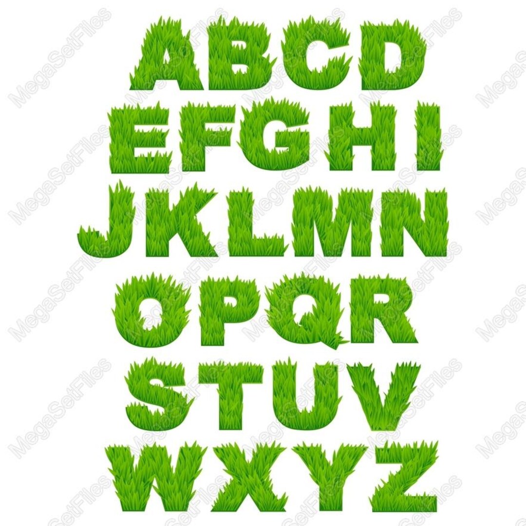 200,000 Cliparts + Green Grass Alphabet Letters Clipart in SVG, PNG ...