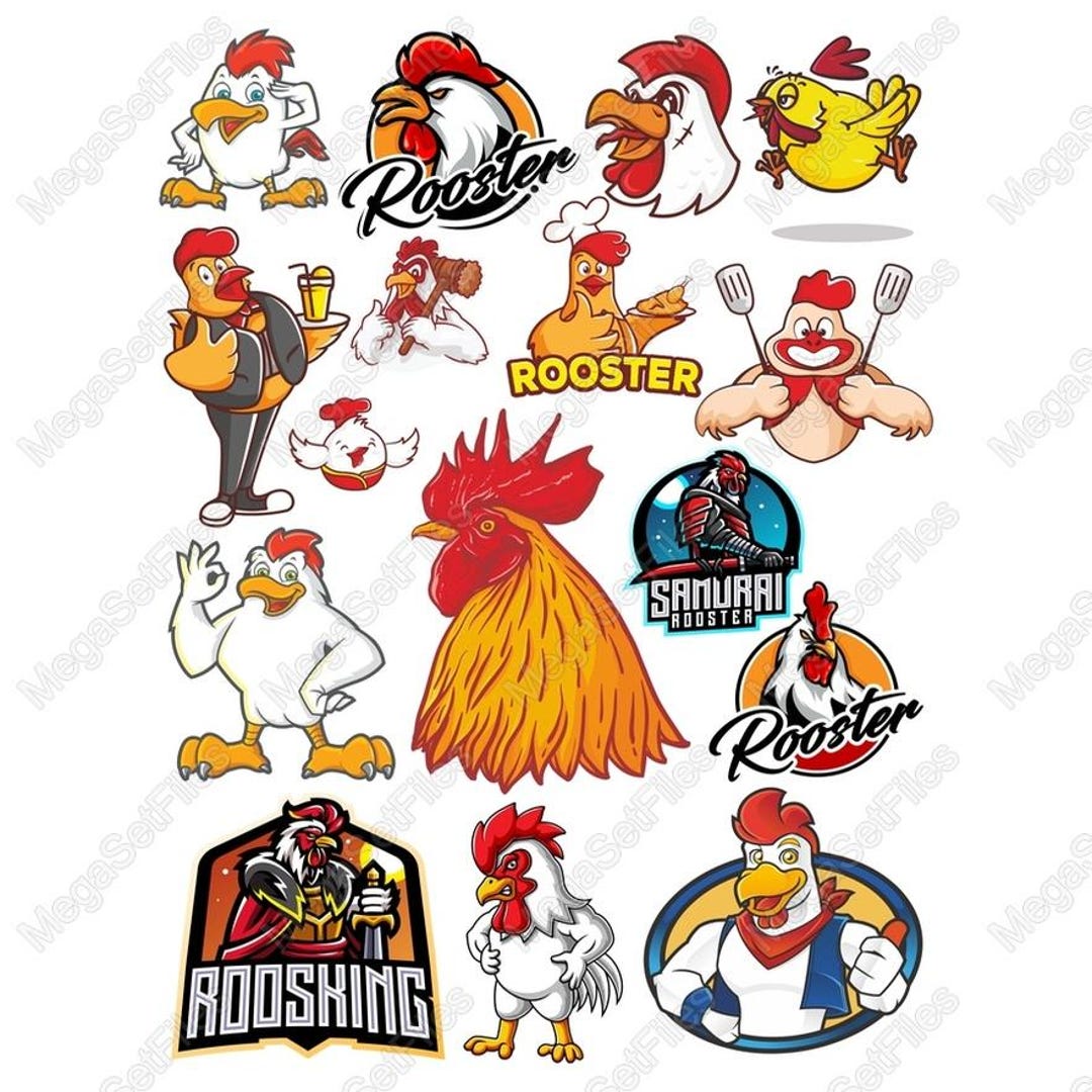 Vibrant Rooster Comic SVG PNG Set | Fun Chicken Cartoon Designs | Farm ...