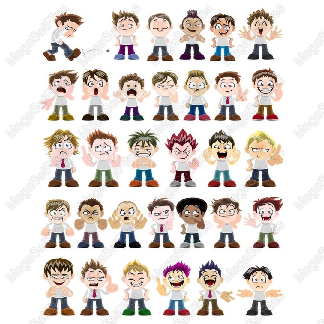 200,000 Cliparts + Expressive Cartoon Characters Set - SVG PNG Files - Emotions and Fun Styles ...