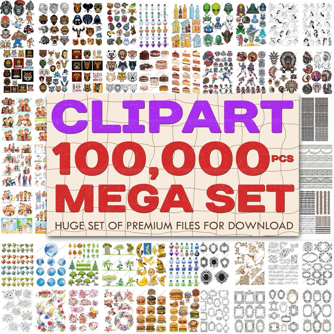 100,000 Clipart Clipart Bundles, Clipart Mega Set, Clipart Collections ...