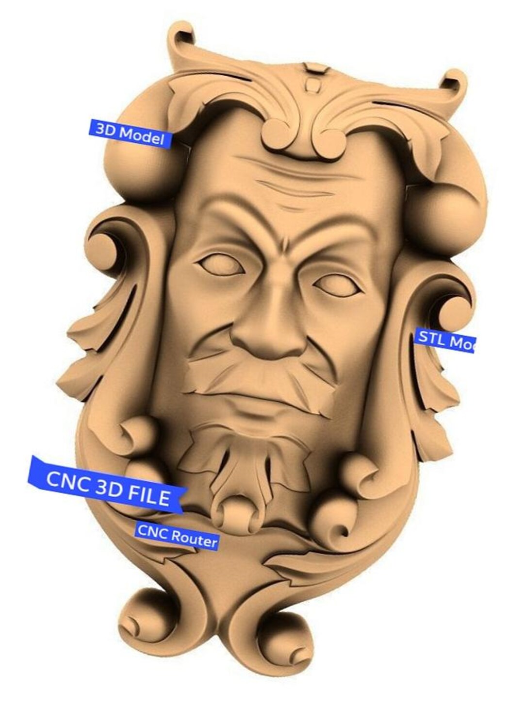 Heraldic Guardian STL 3D Relief Crest for CNC Router, Coat of Arms Wall ...