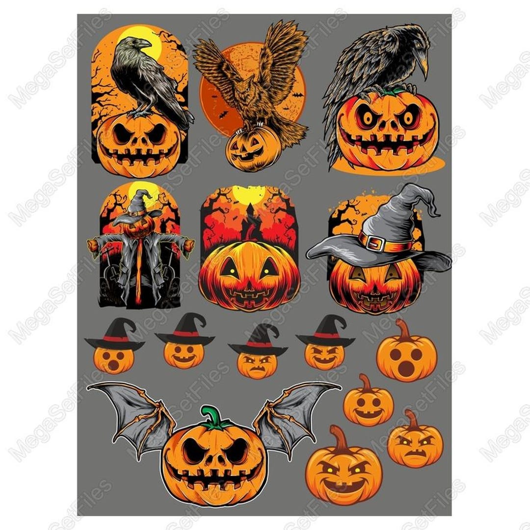 200,000 Cliparts + Spooky Halloween Clipart Set, Pumpkin, Crow & Owl ...