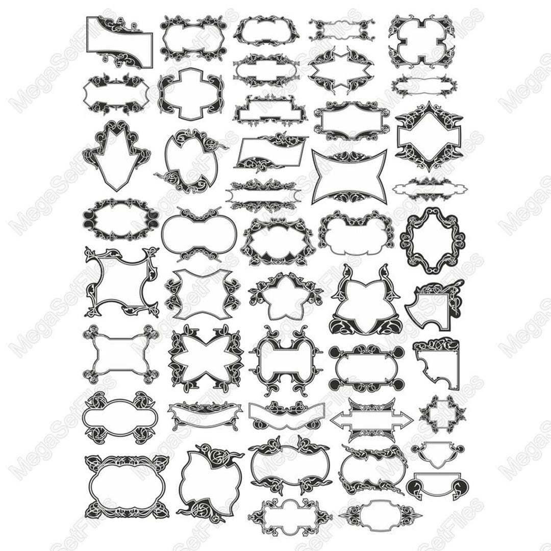 Elegant Vintage Frame Clipart Set in SVG & PNG | Ornate Black White ...