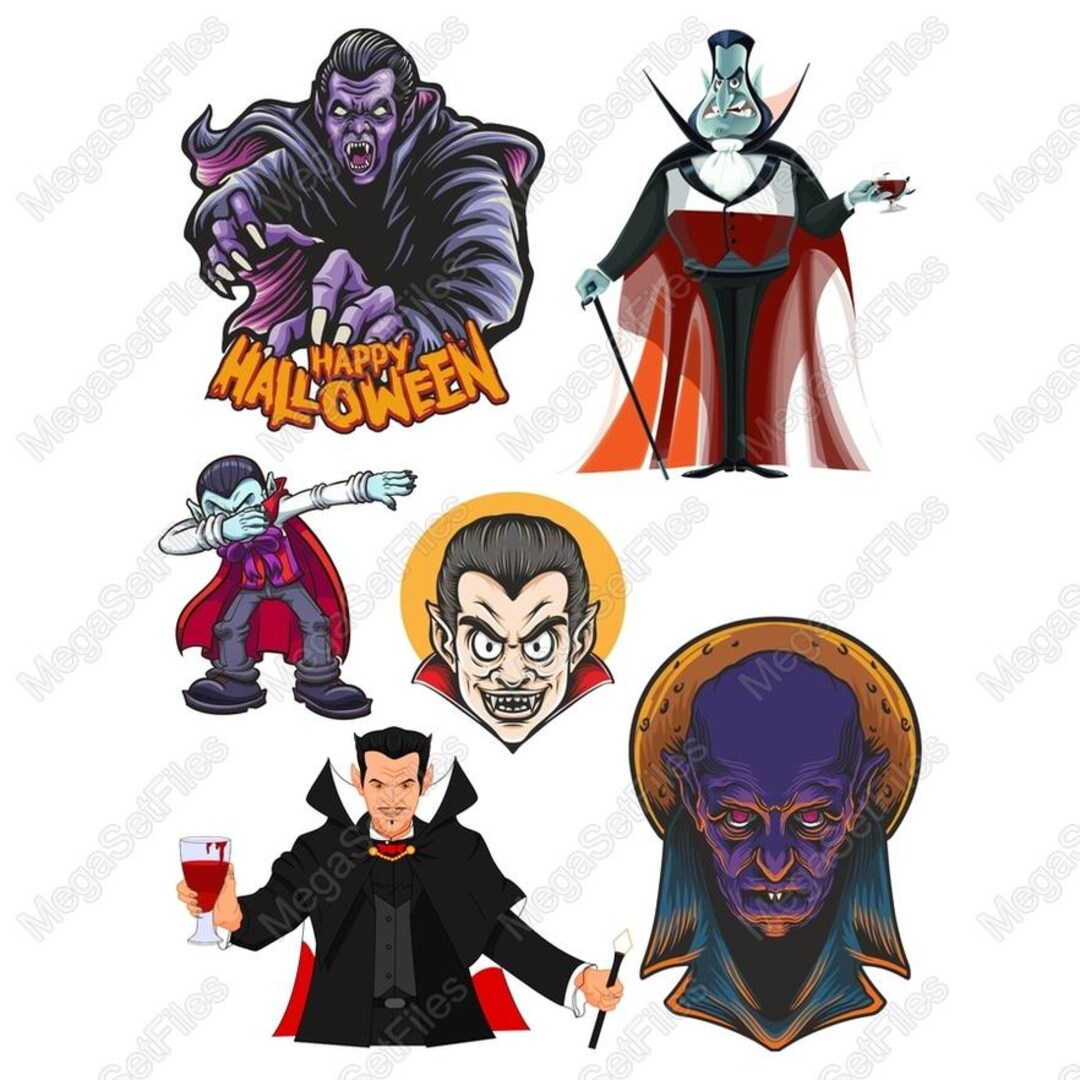 Gothic Vampire Clipart Set for Halloween - SVG, PNG Formats - Spooky ...