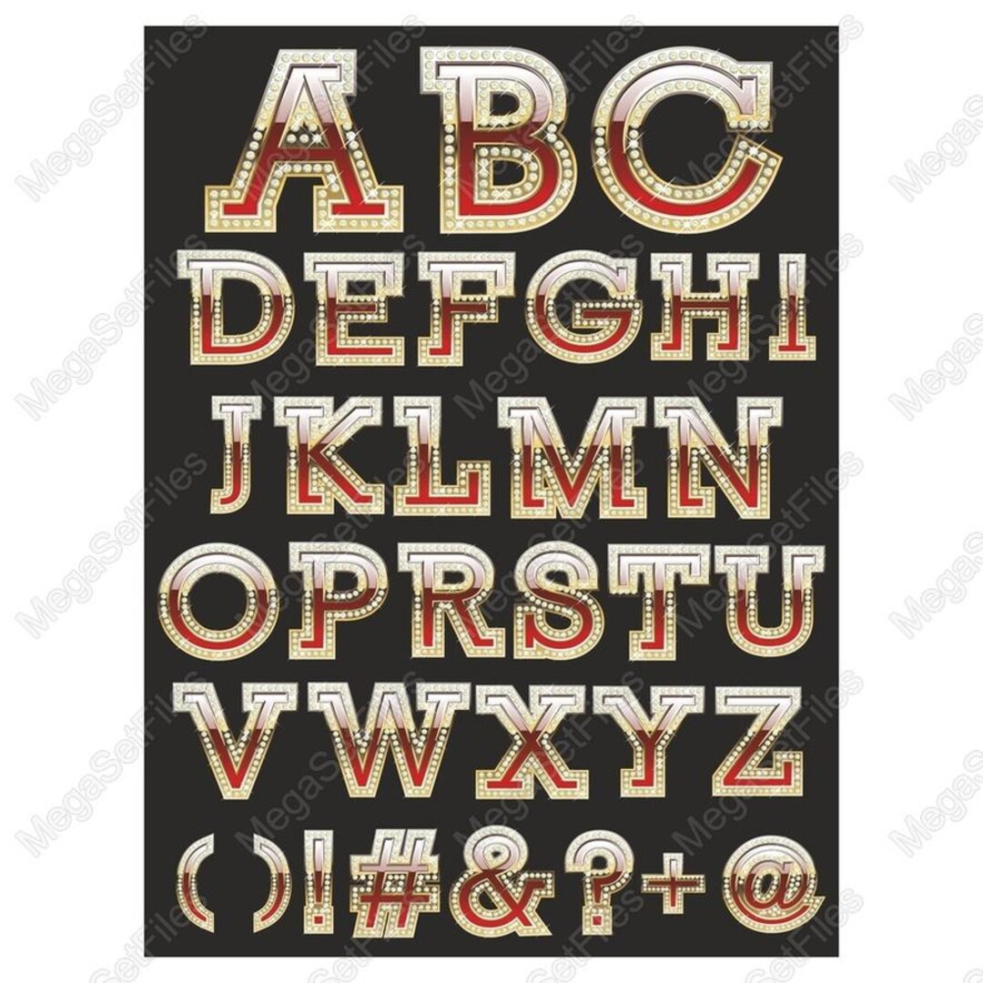 Vintage Marquee Light Font SVG PNG | Bold Retro Alphabet Design | Gold ...