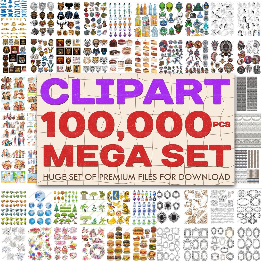 100,000 Clipart Clipart Bundles, Clipart Mega Set, Clipart Collections ...