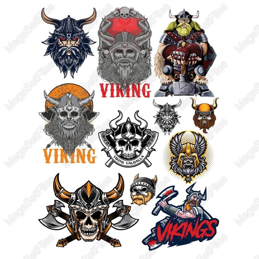 Premium Viking Warrior Clipart Set SVG PNG Bold Norse Helmets, Skulls ...