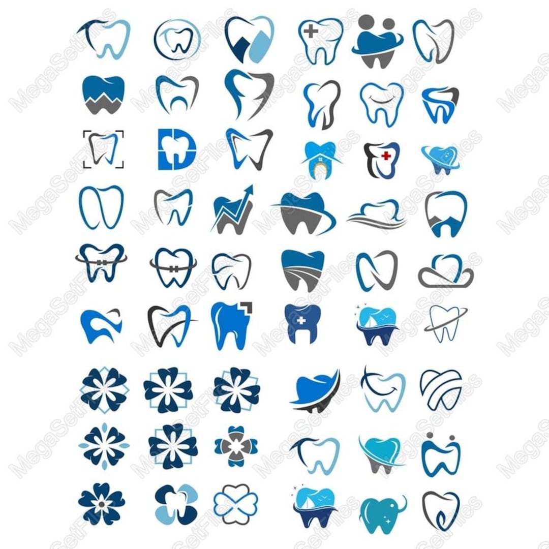 200,000 Cliparts + Dental Logo Clipart Set SVG PNG - Blue Tooth Designs ...