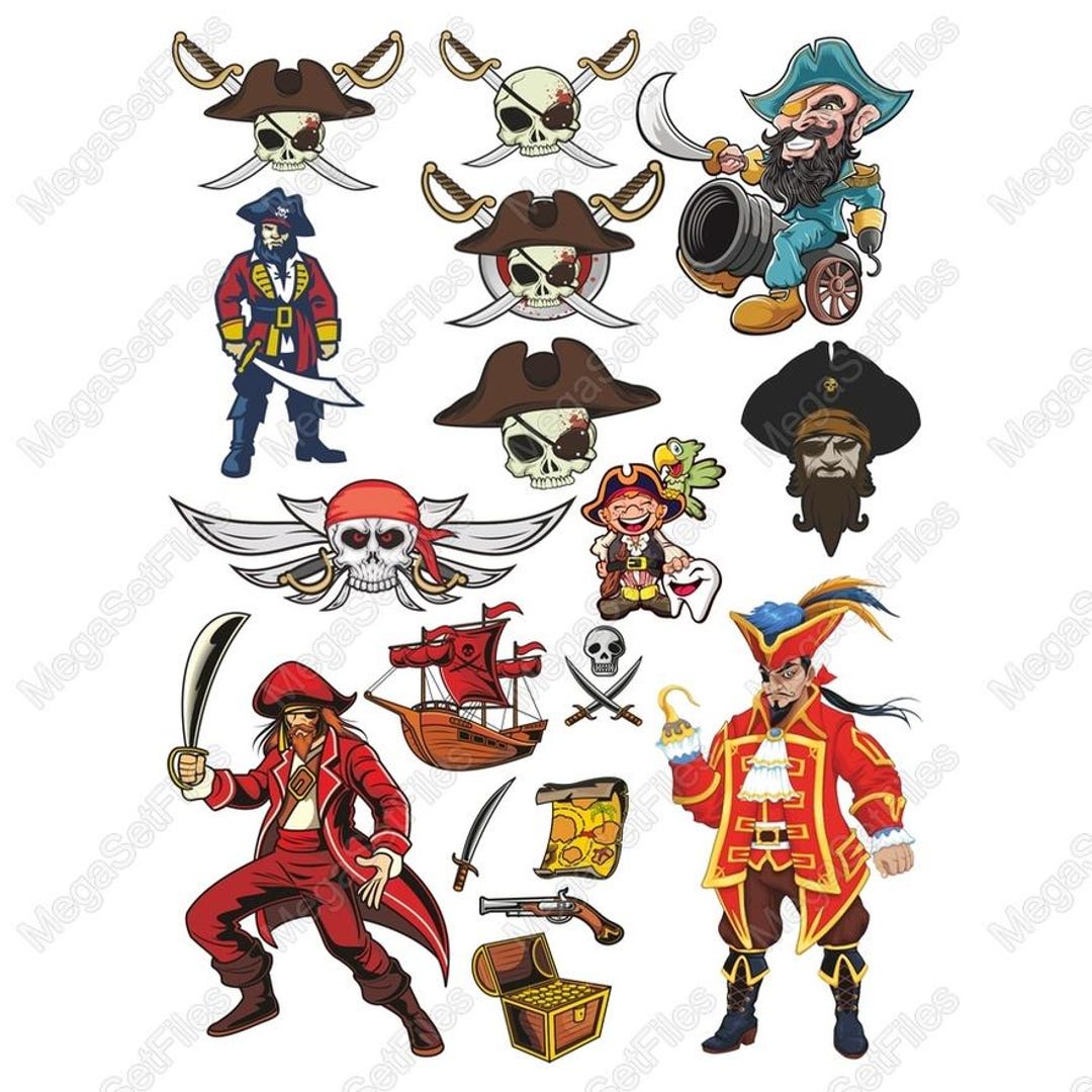 200,000 Cliparts + Pirate Theme Clipart Set SVG PNG - Vibrant Cartoon ...