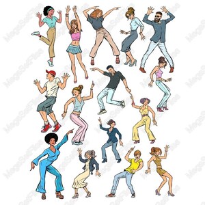 Retro Dance Party Clipart Set SVG PNG, Colorful Retro Fashion, Groove ...