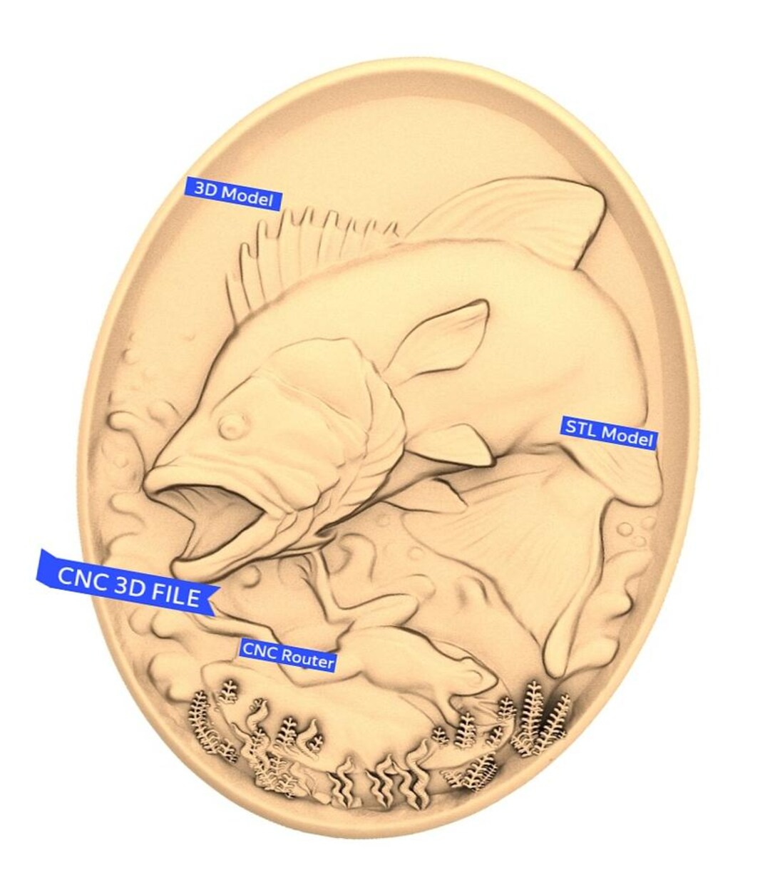 Bass in Motion STL 3D Relief – Largemouth Bass Fishing Wall Plaque for ...