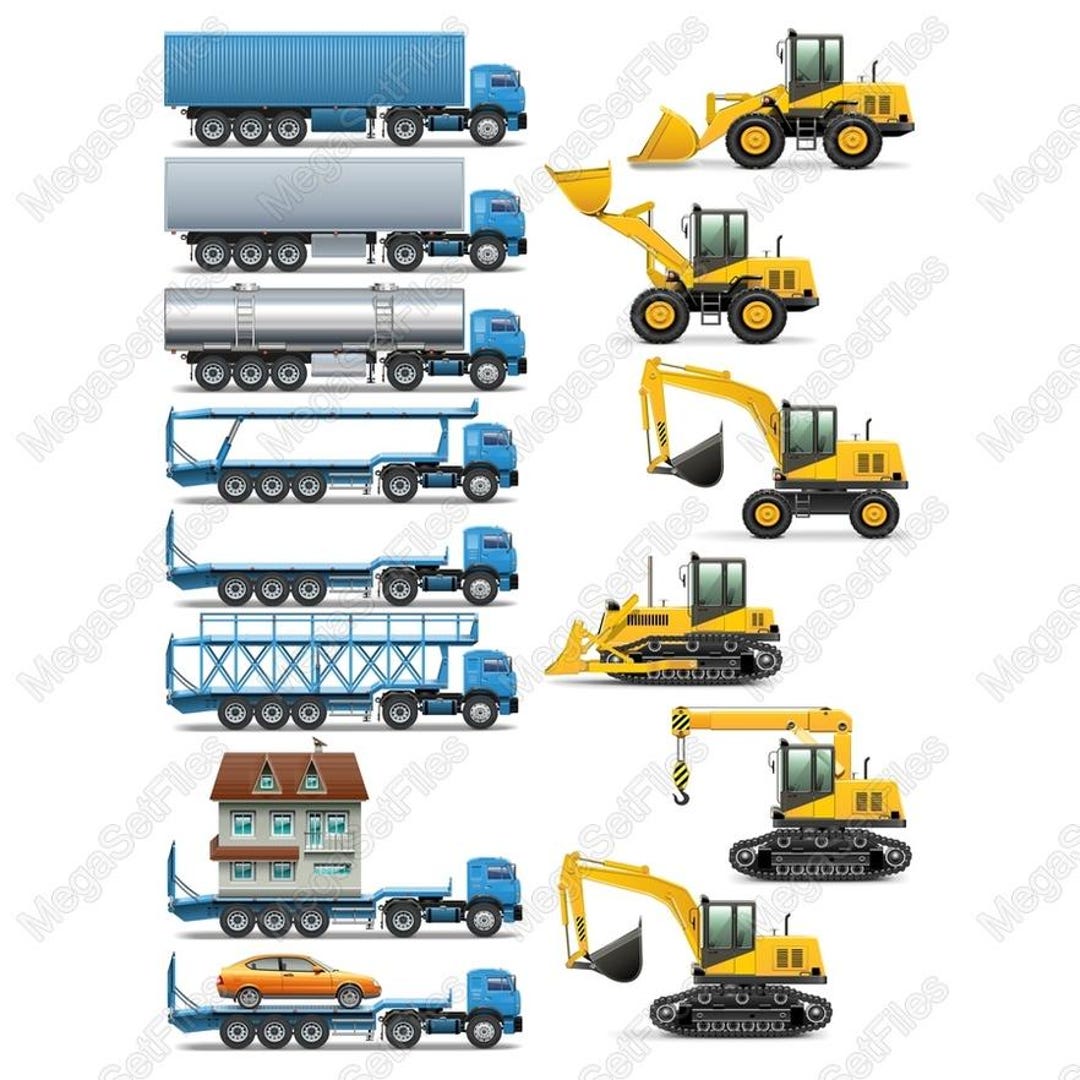 200,000 Cliparts + Transport & Construction Vehicle Clipart Set in SVG ...