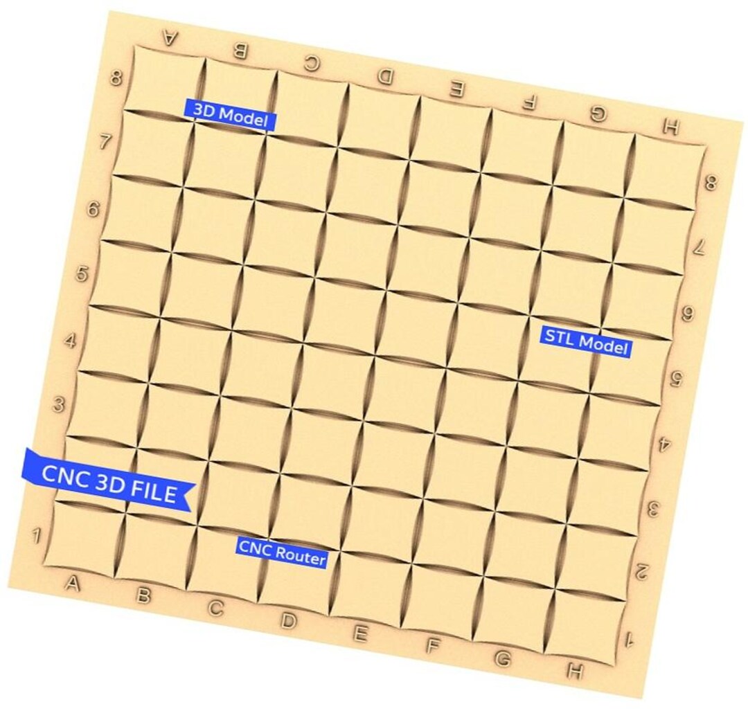 Eloquence Chess Board STL – Classic Checkerboard for CNC Router - Etsy