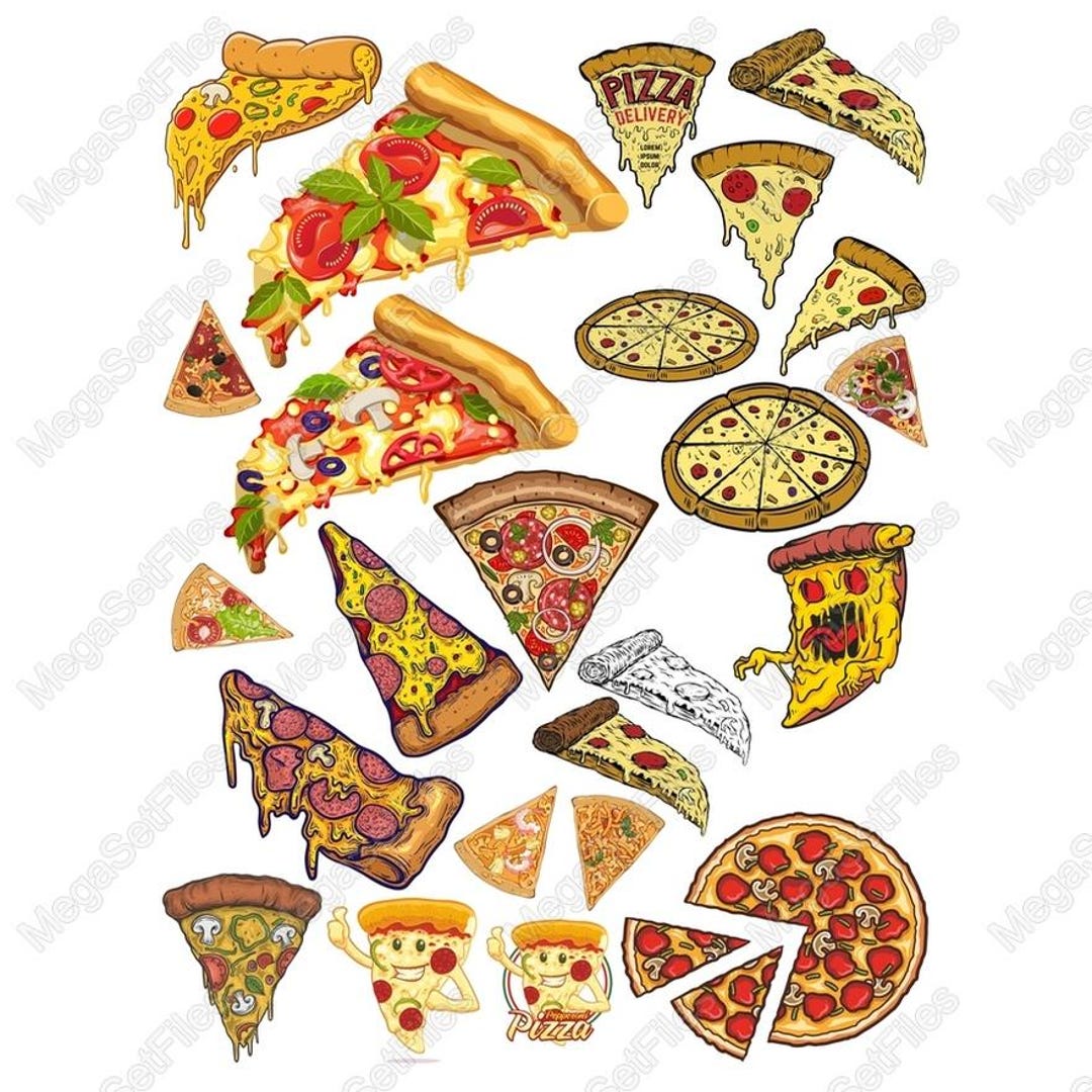 200,000 Cliparts + Pizza-themed Clipart Set in SVG, PNG | Fun, Colorful ...