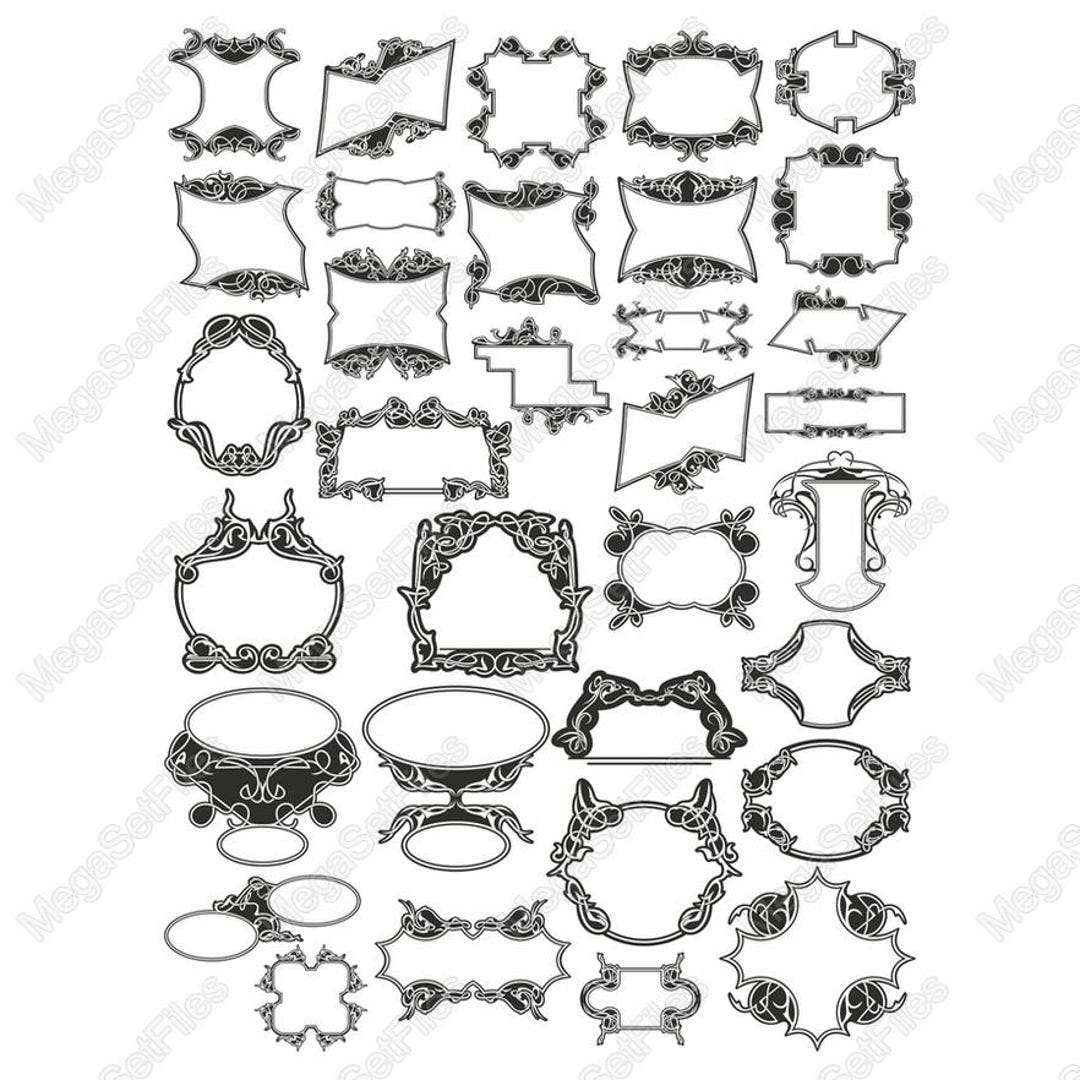 Ornate Decorative Frame Clipart Set SVG PNG, Elegant Vintage Borders ...