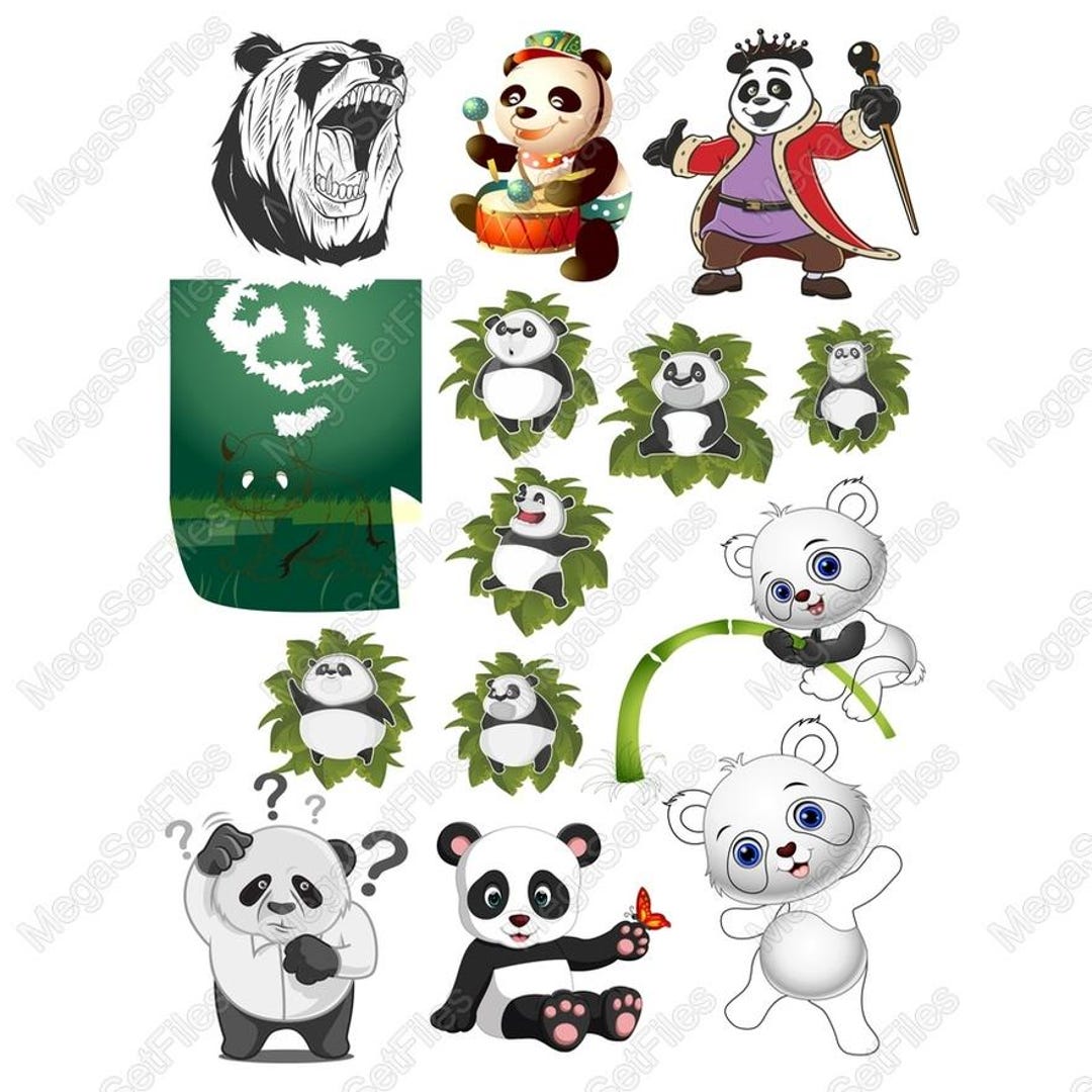 Adorable Panda Clipart Collection in SVG, PNG Formats – Cute Cartoon ...