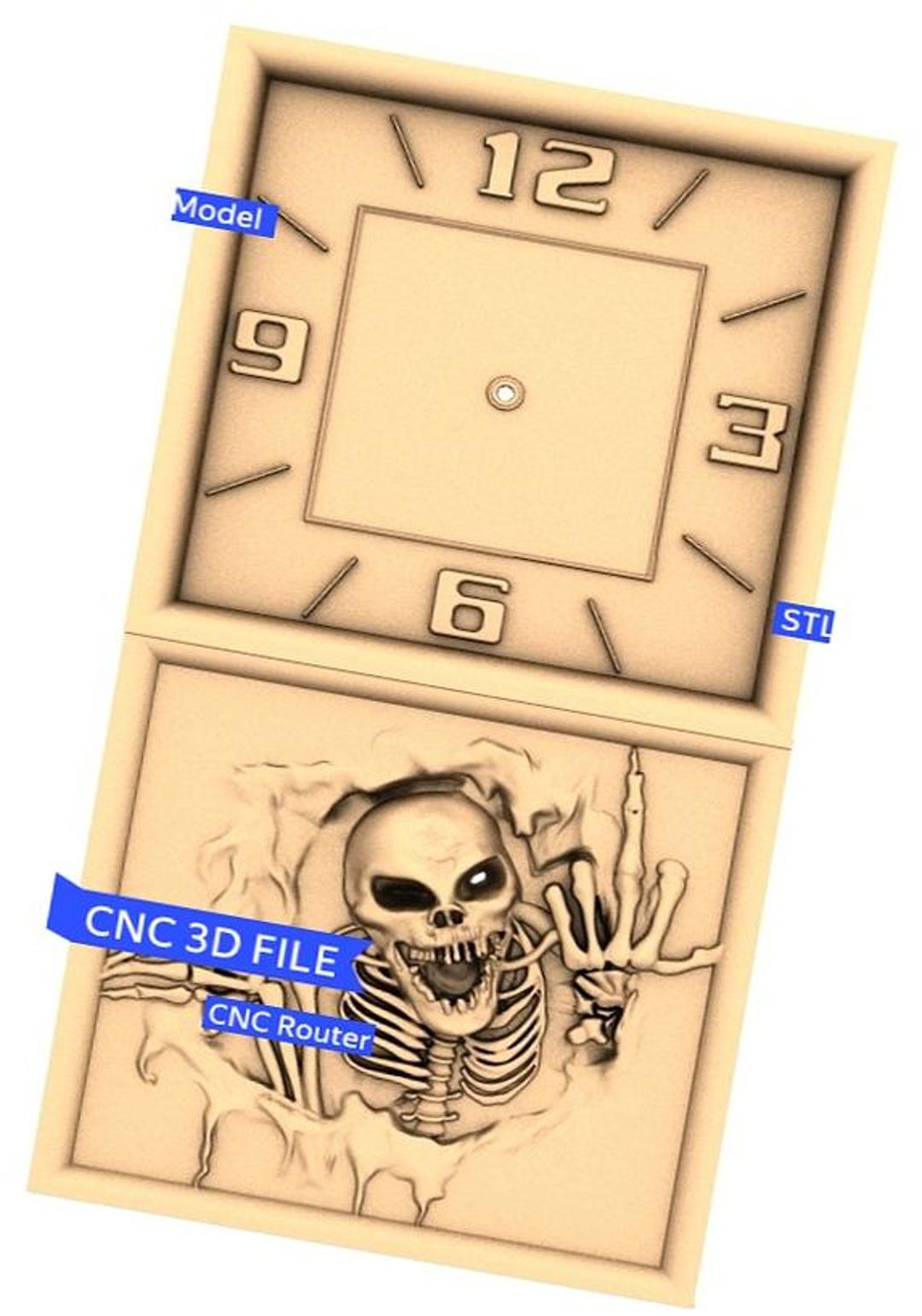 Skeleton Timekeeper STL – Gothic Skull Clock Frame for Cnc - Etsy