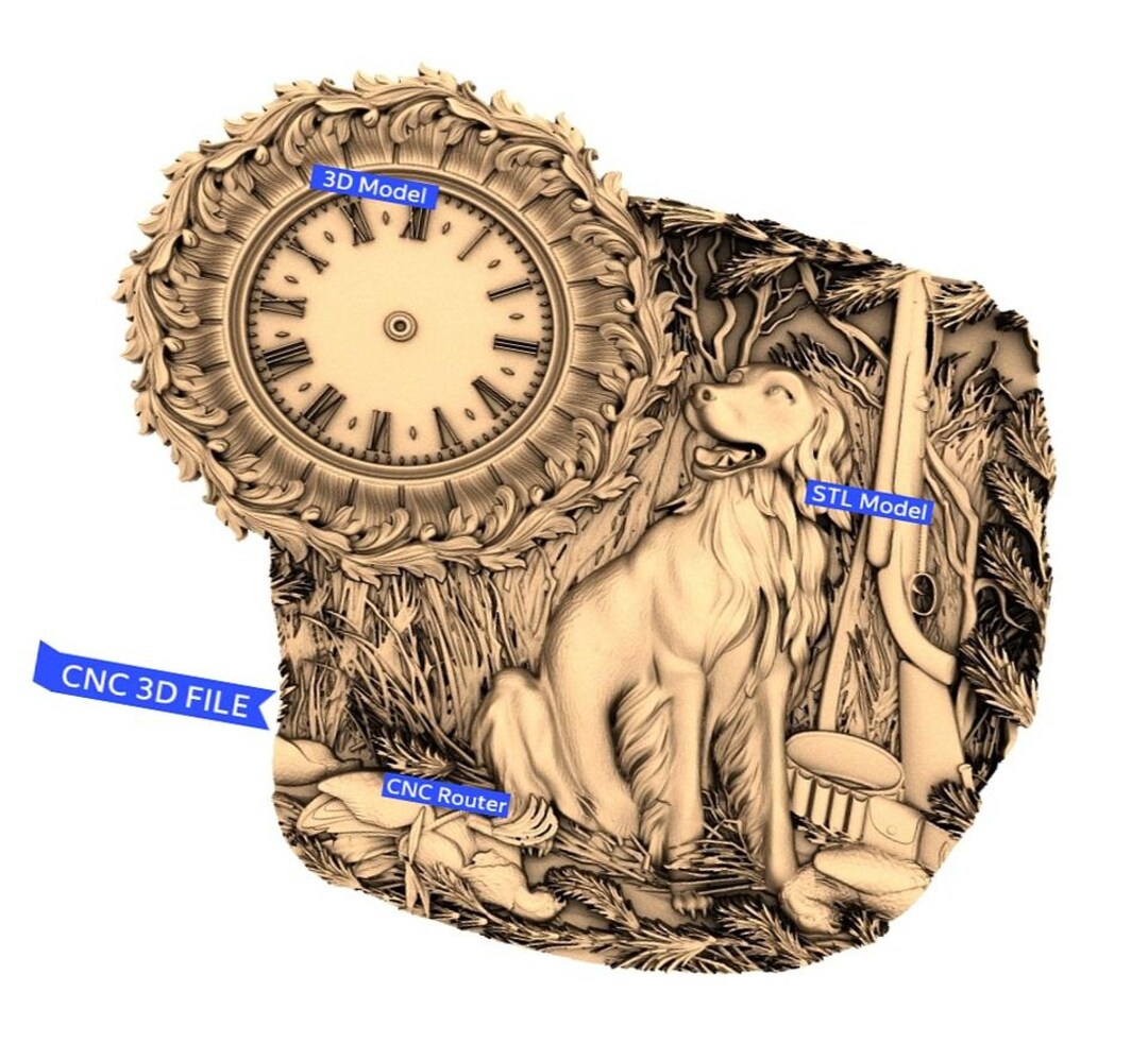 Hunter’s Companion Clock STL – Hunting Dog Scene Clock Frame for Cnc - Etsy