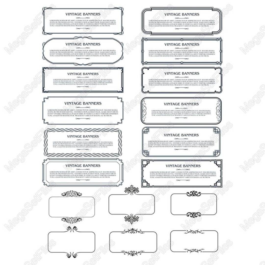 Vintage Frame Banners Clipart Set - Elegant Decorative Borders SVG PNG ...