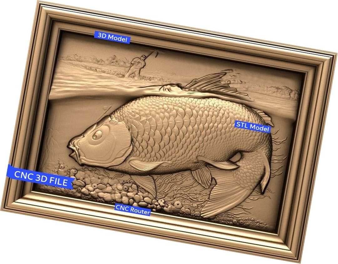 Majestic Carp STL Relief for CNC Fish Wood Carving Wall Panel - Etsy