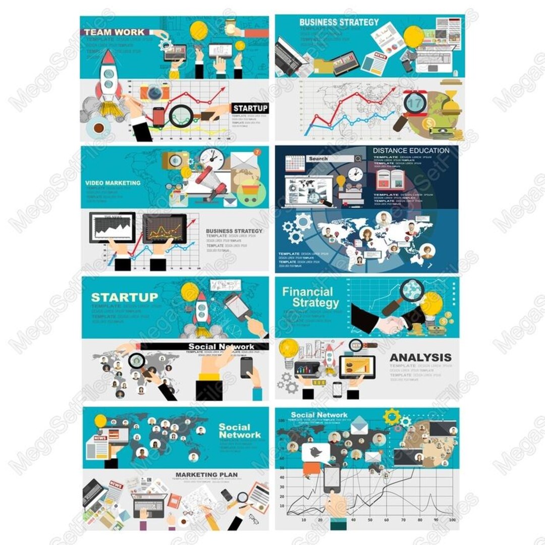 200,000 Cliparts + Business Strategy Clipart Set in Modern Flat Style ...