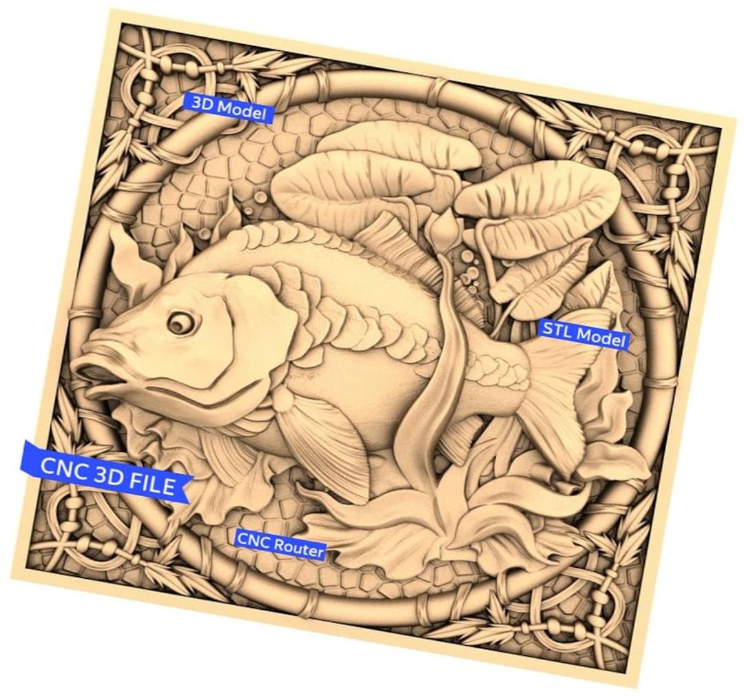 Koi Serenity STL – Japanese Koi Fish Wall Relief for CNC Router - Etsy