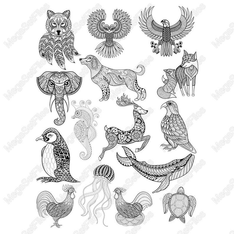 200,000 Cliparts + Intricate Animal Mandala Clipart Set in SVG, PNG ...
