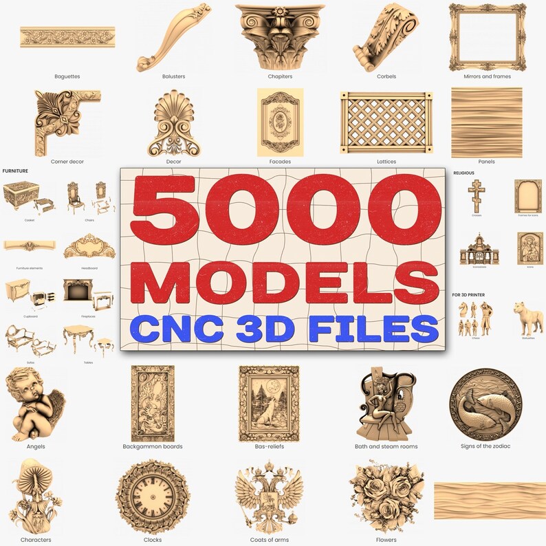 5000 3D Models for CNC Router, Wall Panel, Picture, Interior Decorative ...