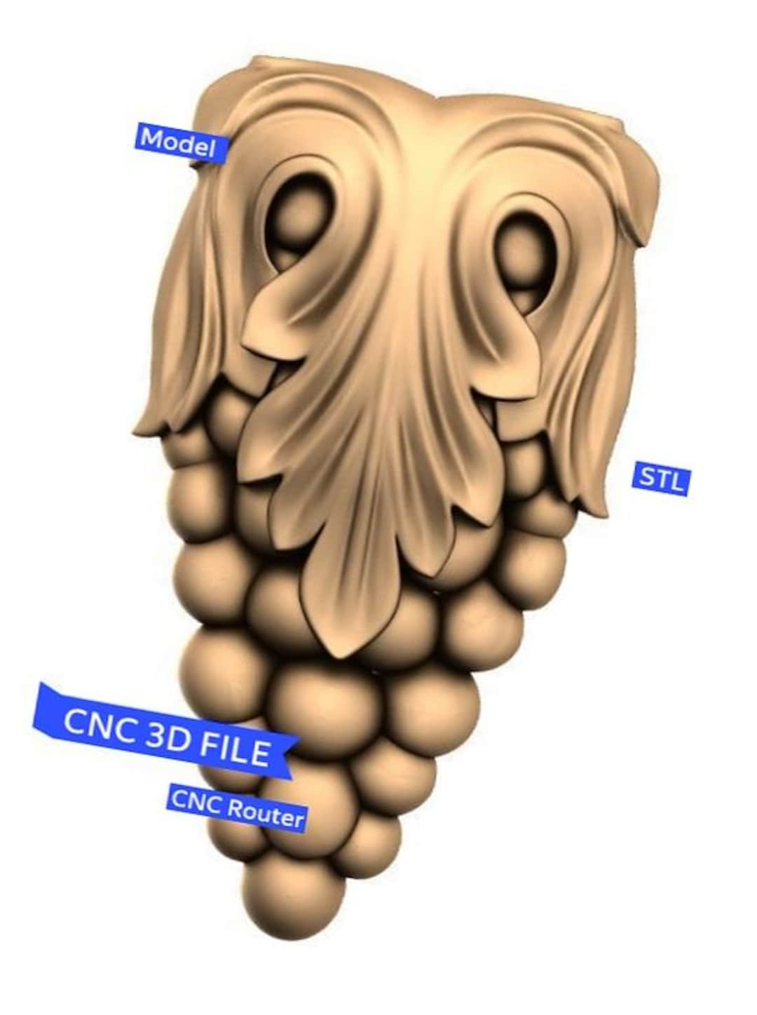 Vineyard Harvest Grapevine STL 3D Relief Panel for CNC Router, Rustic ...