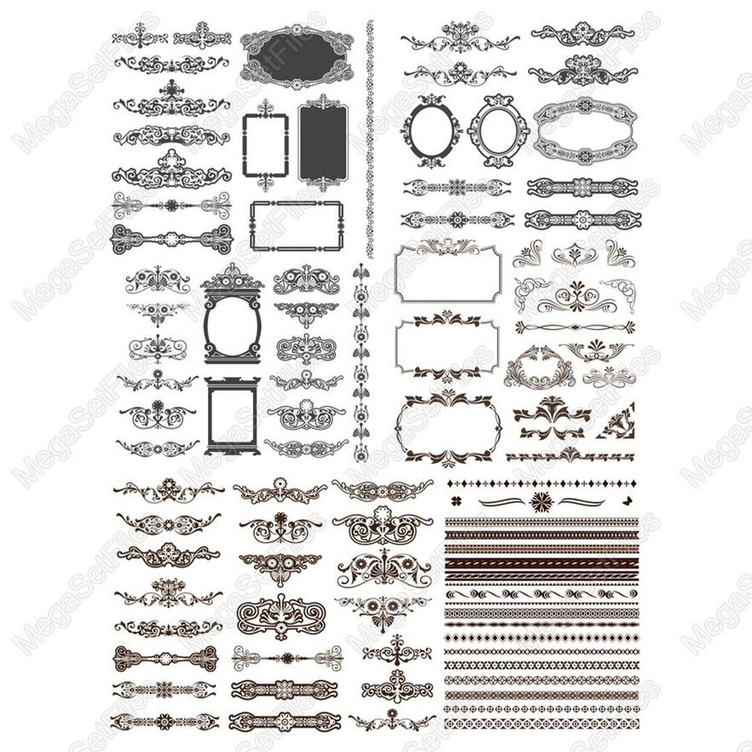 Vintage Ornamental Borders and Frames Clipart Set | SVG PNG | Elegant ...