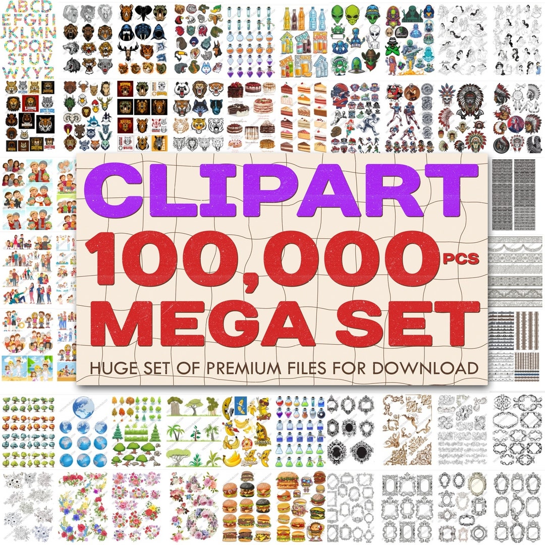 100,000 Clipart Clipart Bundles, Clipart Mega Set, Clipart Collections ...
