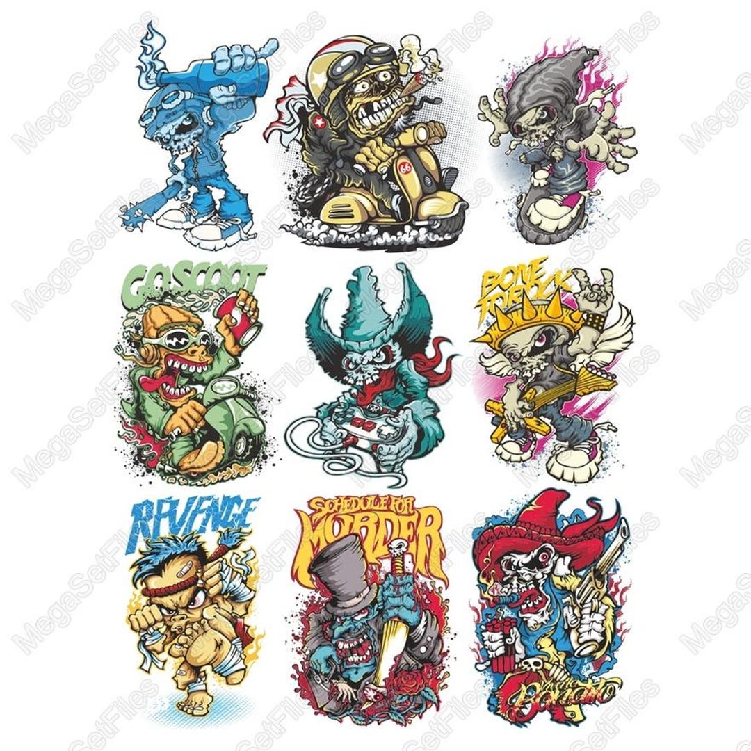 Premium Street Style Cartoon Monsters Clipart Set, SVG PNG Files, Bold ...