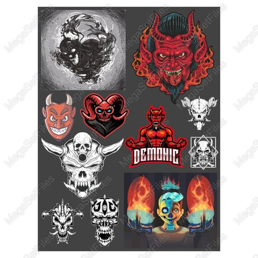200,000 Cliparts + Bold Demonic Devil SVG PNG Clipart Set - Gothic ...