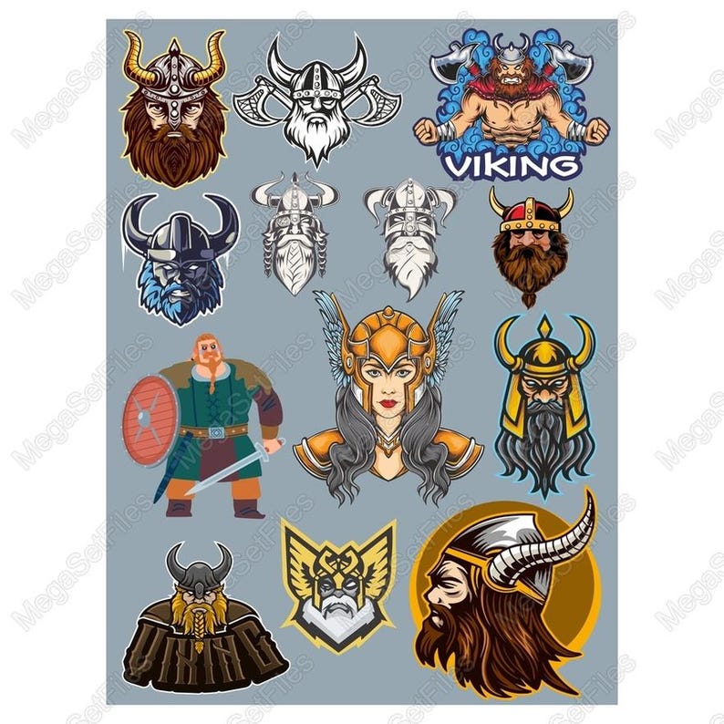 Premium Bold Viking Warrior Clipart Set in SVG and PNG, Norse Mythology ...