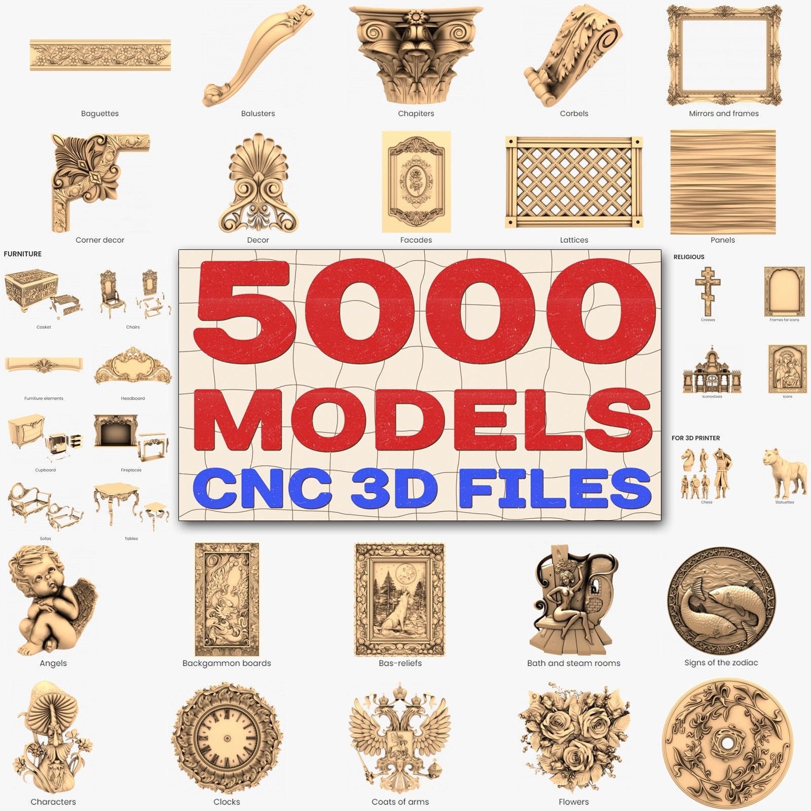 5000 3D Models for CNC Router, Stl File, 3d Stl, Stl Model, Cnc Stl ...