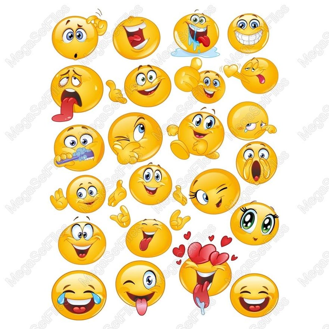 200,000 Cliparts + Cheerful Emoji Clipart Set in SVG PNG | Fun ...
