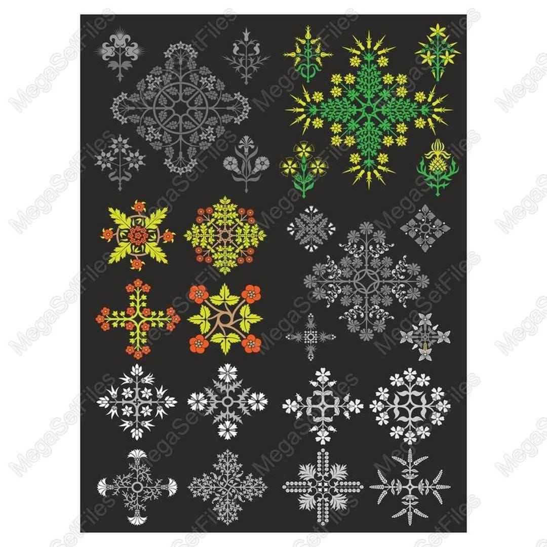 Folk Art Floral Mandala Clipart Set - SVG, PNG | Colorful Ethnic Design ...