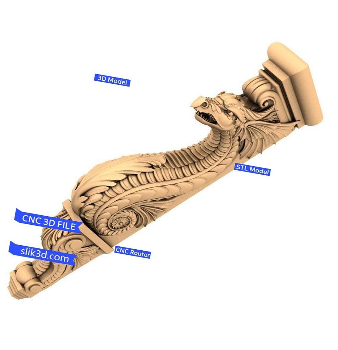 Regal Dragon Corbel STL for CNC, Fantasy Furniture Support - Etsy