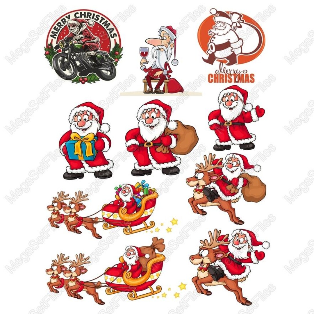 200,000 Cliparts + Jolly Santa Claus Clipart Set SVG PNG - Christmas ...