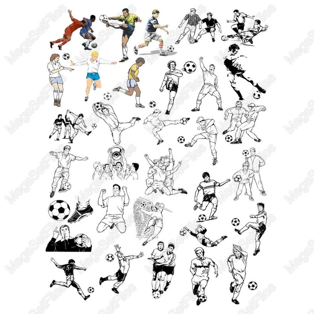 Dynamic Soccer Clipart Set in SVG, PNG | Vibrant & Monochrome Styles ...