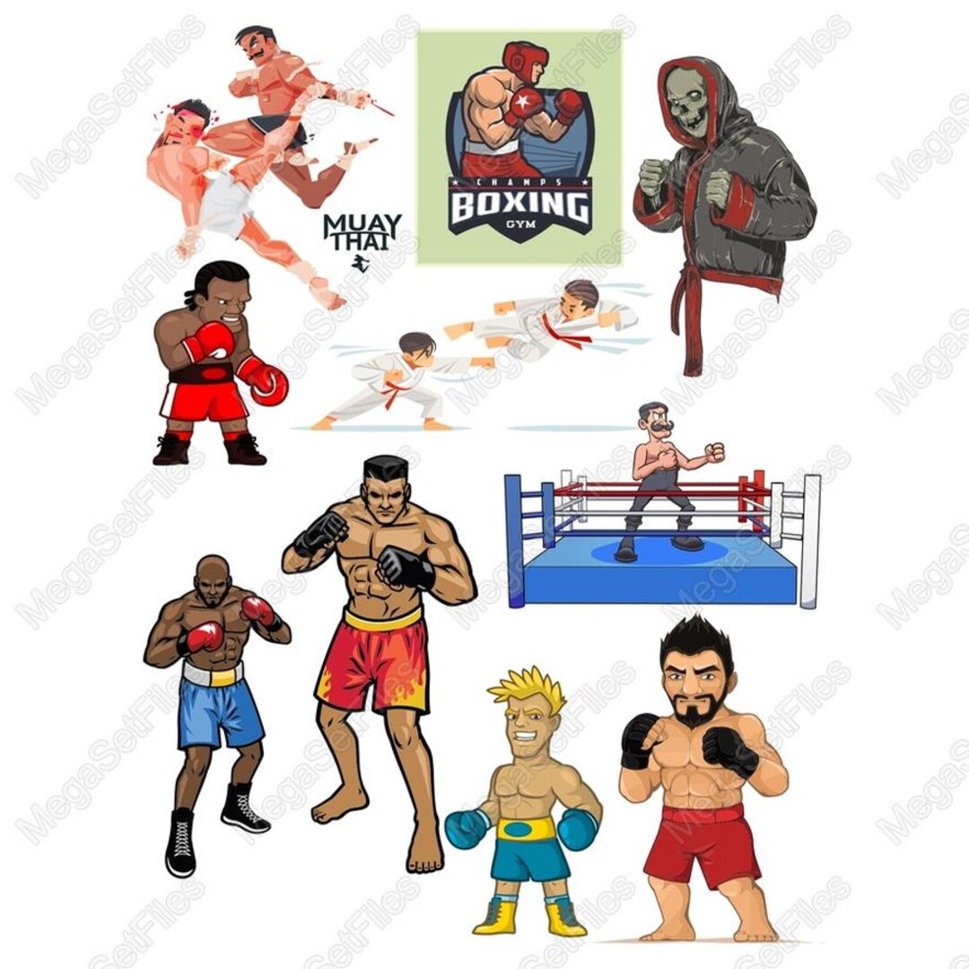 Martial Arts and Boxing Clipart Set SVG, PNG - Bold Sports Graphics for ...